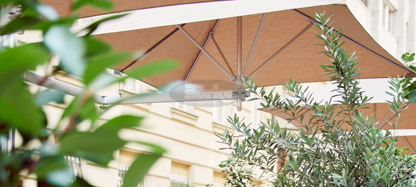 Paraflex DUO square umbrella, 230 x 230 cm with Neo arm and pole