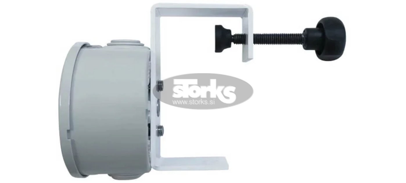 Bracket with TILT safety device for installing the heaters under parasols