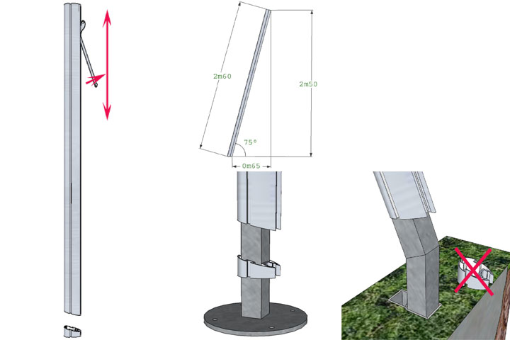 Pole with sliding mechanism 260 cm